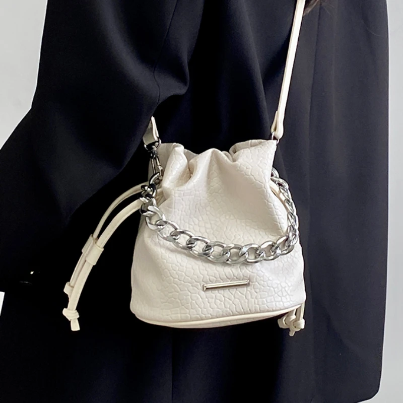 Fashion-Chain-Ladies-Bucket-Shoulder-Bags-Solid-Color-Women-s-Small ...