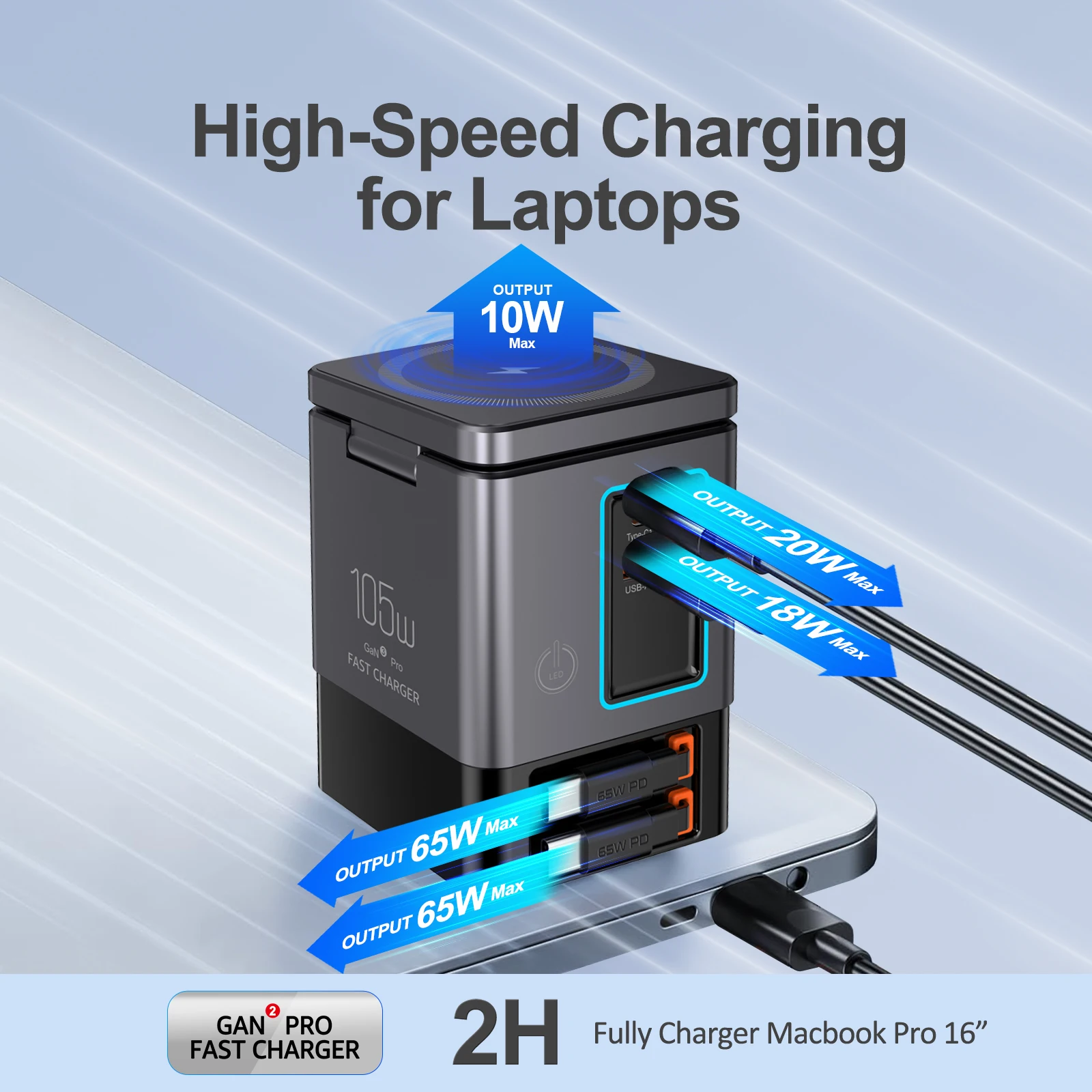 6-in-1 Charging Station with Retractable USB-C Cable Power Combo Tower ...