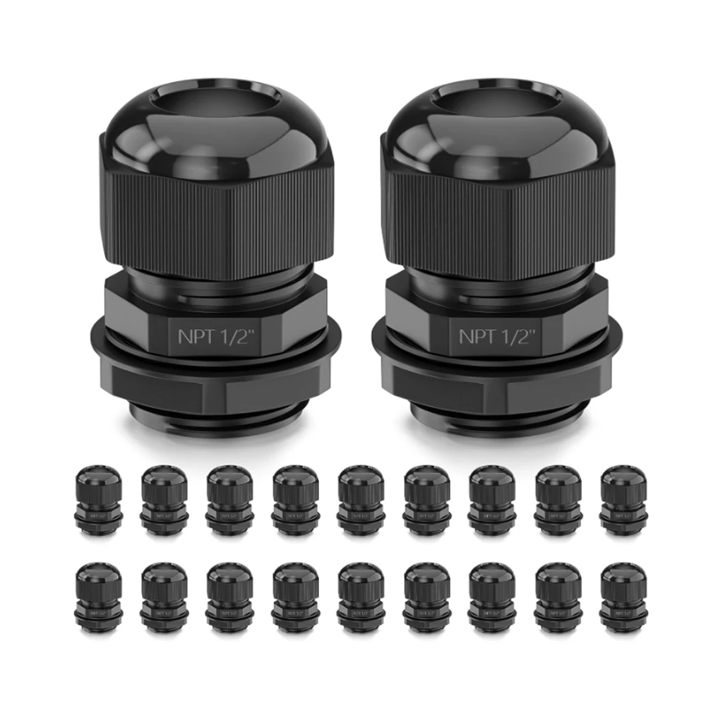 2/5/10pcs Waterproof Cable Gland Nylon Joint IP68 Plastic Black Seal ...