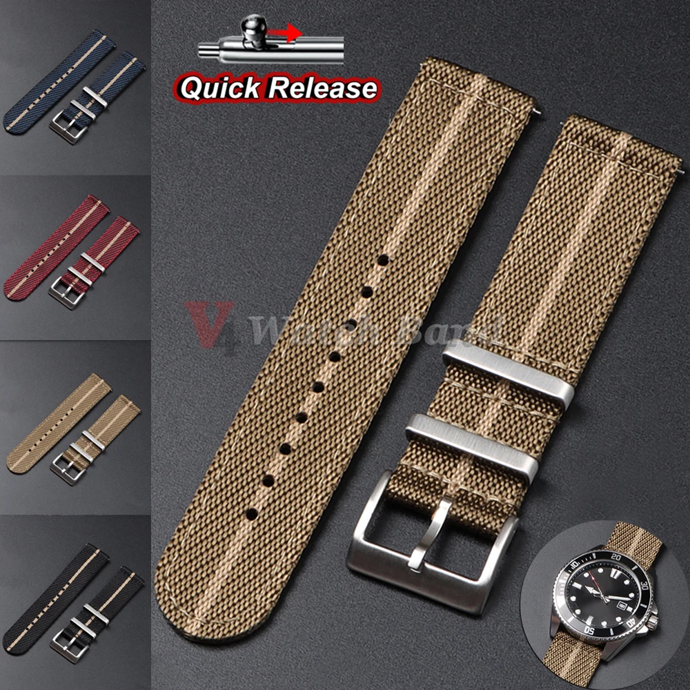 For Omega Watch Band Quick Release Canvas Nylon Watch Strap 20mm 22mm ...
