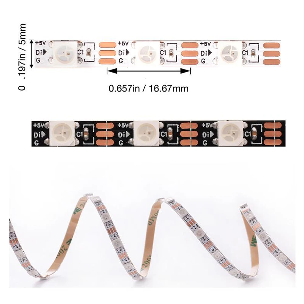 WS2812B-Narrow-Width-PCB-Pixel-LED-Strip-60leds-m-3mm-2020-SMD-4mm-3535 ...