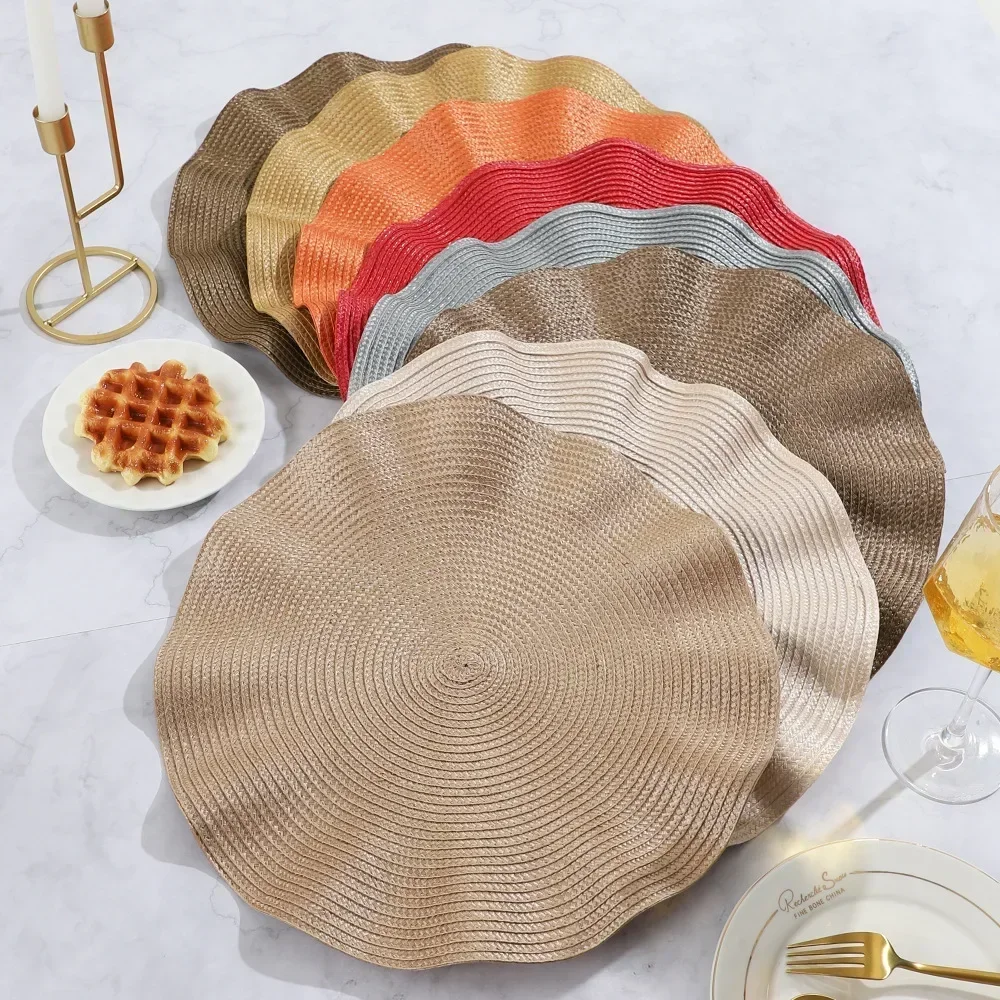 Placemats-redondos-com-design-de-tecer-tapetes-de-mesa-resistentes-ao ...
