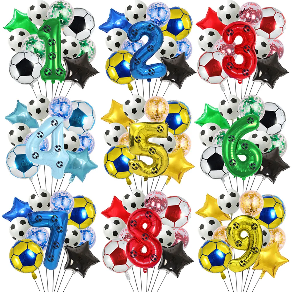 15pcs Foil Ball Football 32Inch Green Dark Blue Yellow Red Light Blue ...