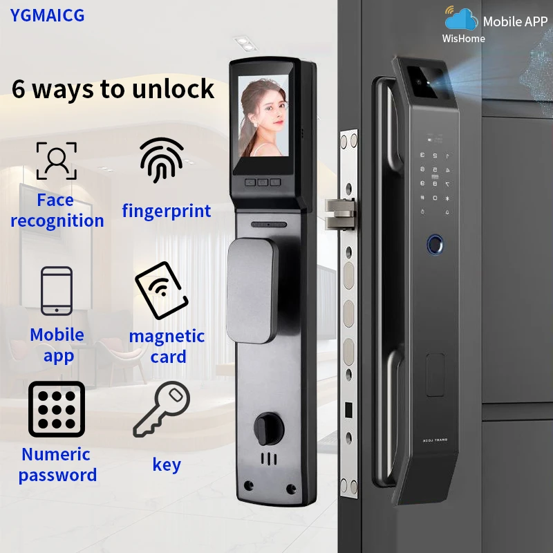 3D face recognition smart door lock mobile phone app security camera ...