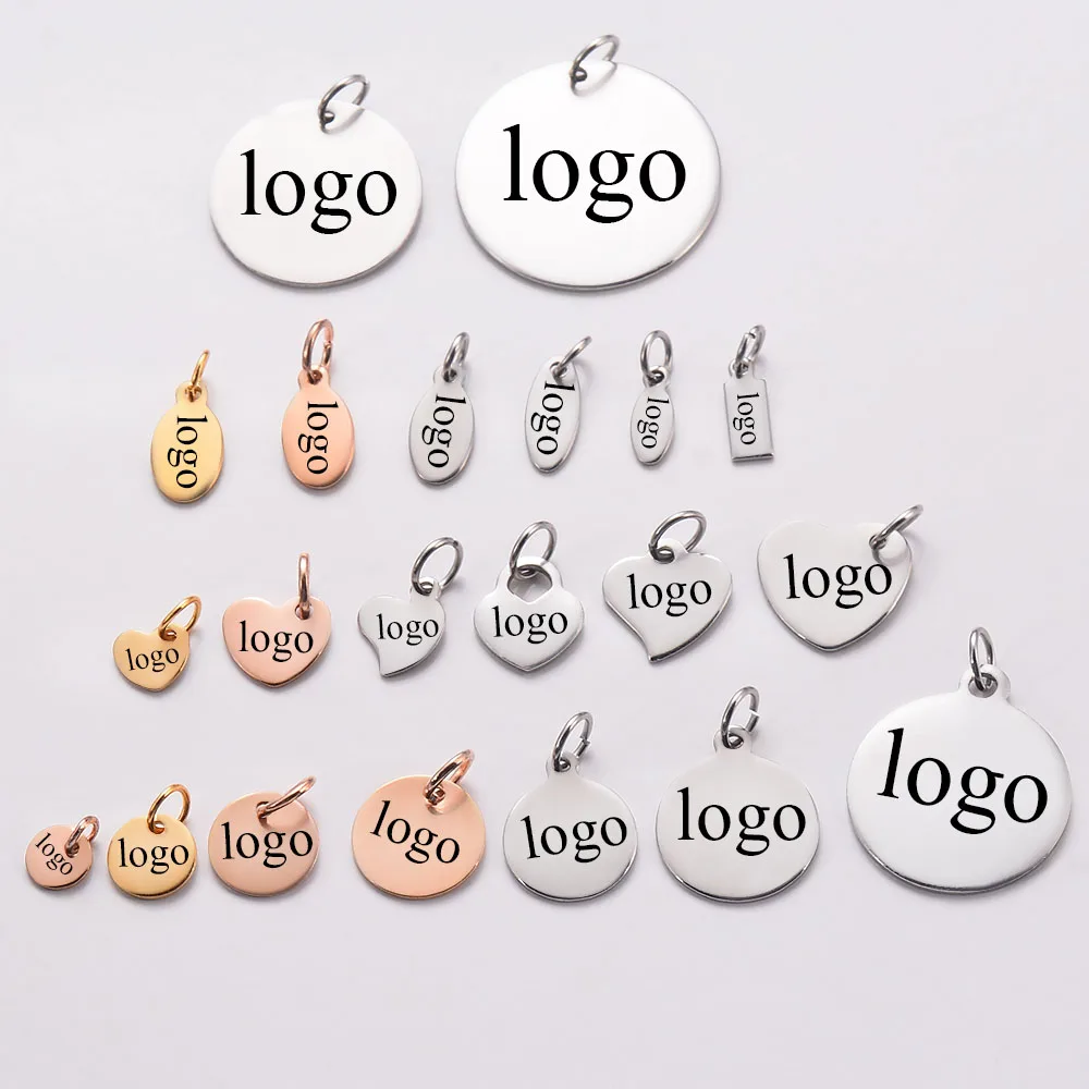 20pcs/lot Stainless Steel Customize logo Tags Charms for DIY Jewelry ...