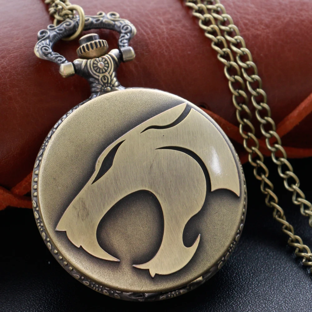 Bronze Leopard Hero Quartz Pocket Watch Vintage Steampunk Necklace ...