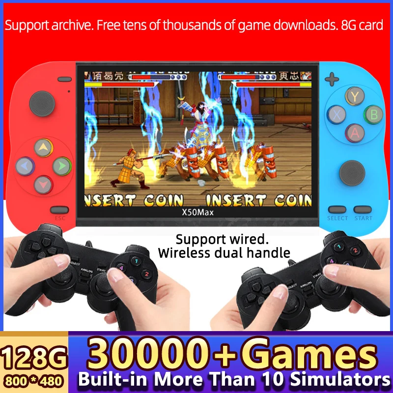 NEW-X50-MAX-Game-Arcade-128G-30000-Game-Console-5-1-HD-Screen-Support ...