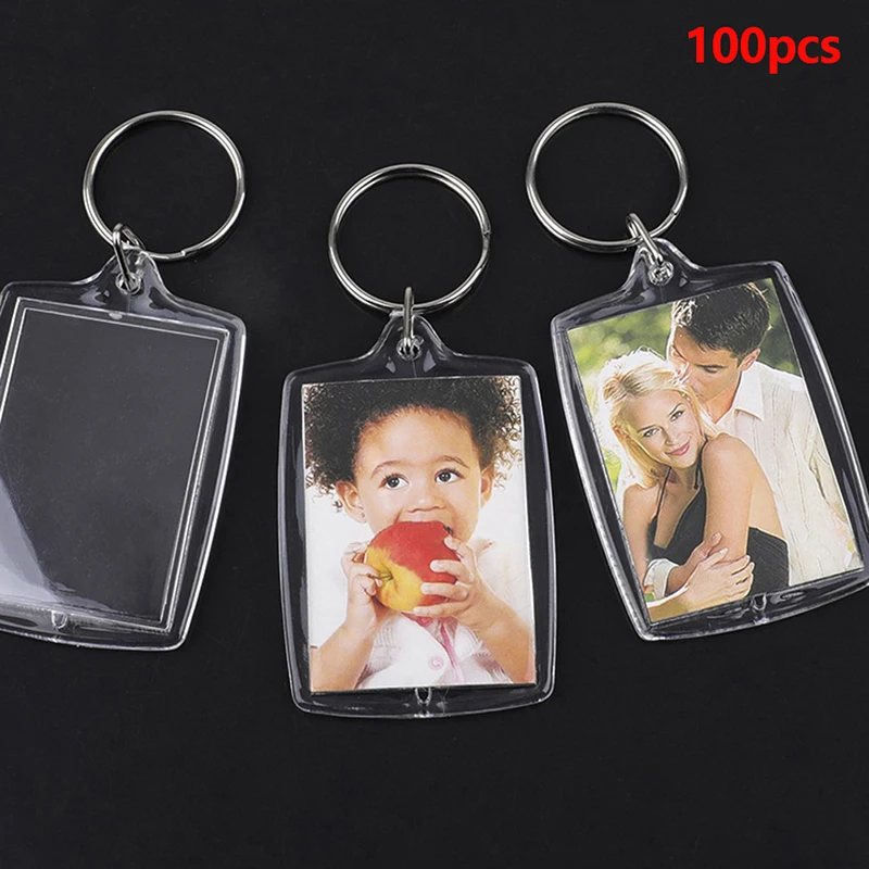 100Pcs-Photo-Frame-Keychain-DIY-Split-Ring-Key-Chain-Rectangle ...