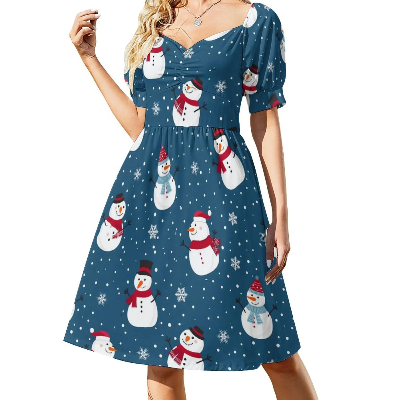 CHRISTMAS-Casual-Dress-WINTER-SNOWMAN-Aesthetic-Dresses-Kawaii-Dress ...