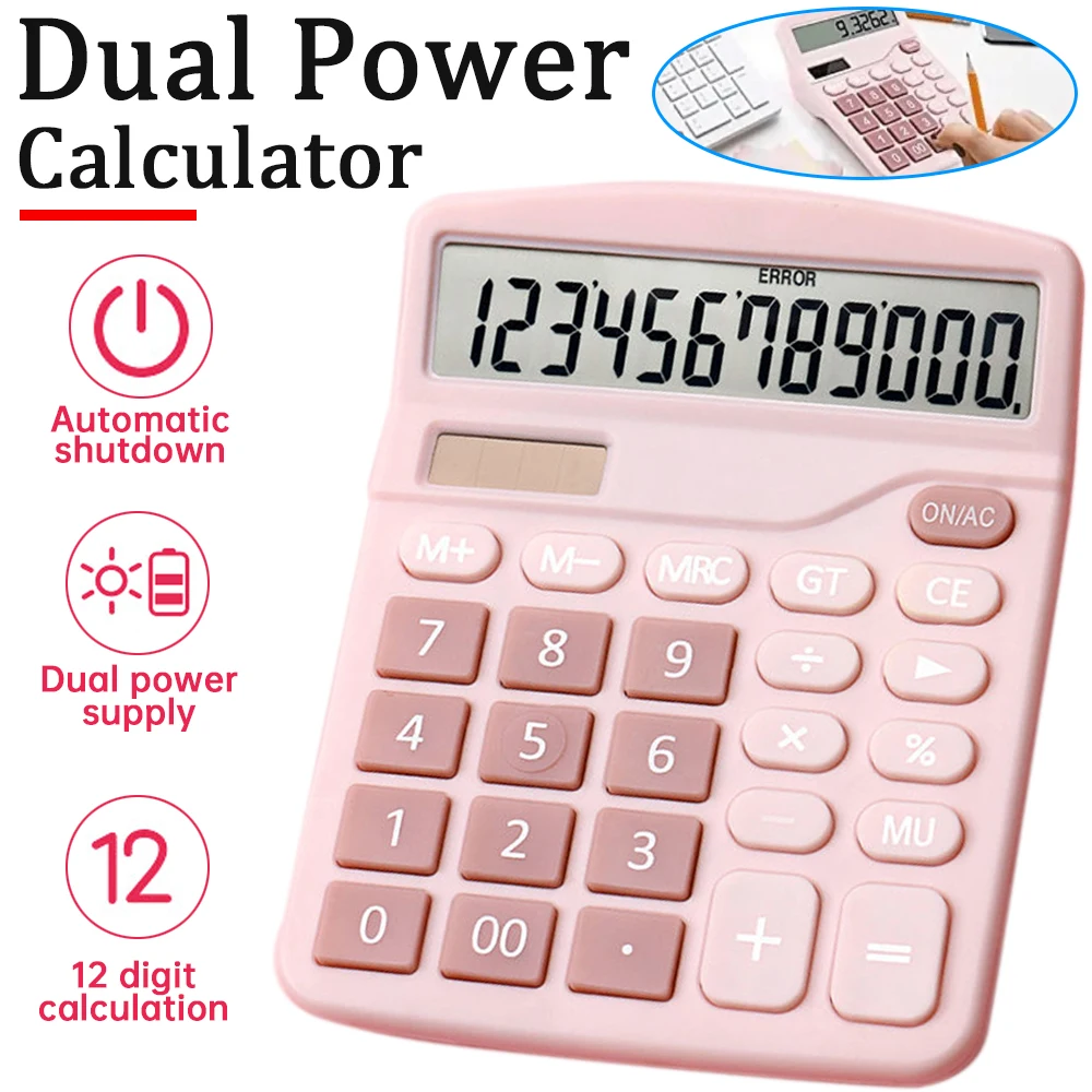 12-Digit-Dual-Power-Calculator-Solar-Powered-Accounting-Office-Portable ...