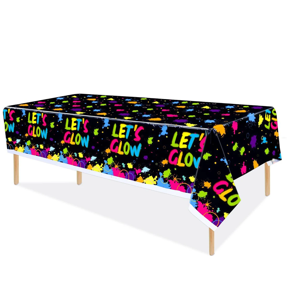 Let's Glow Party Decorations Disposable Tablecloth Neon Party ...