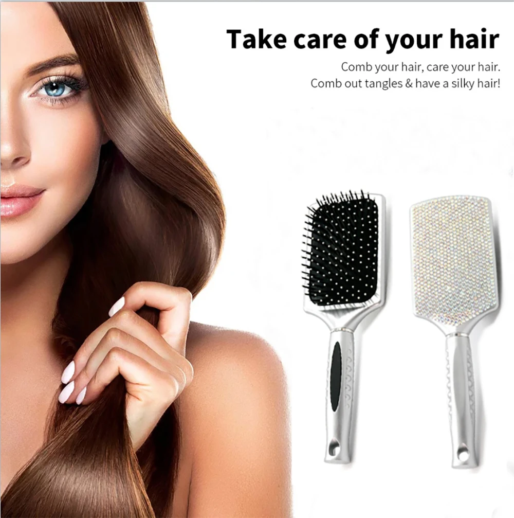 Hot Selling Rhinestones Massage Brush Bling Paddle Hair Brush W/air ...