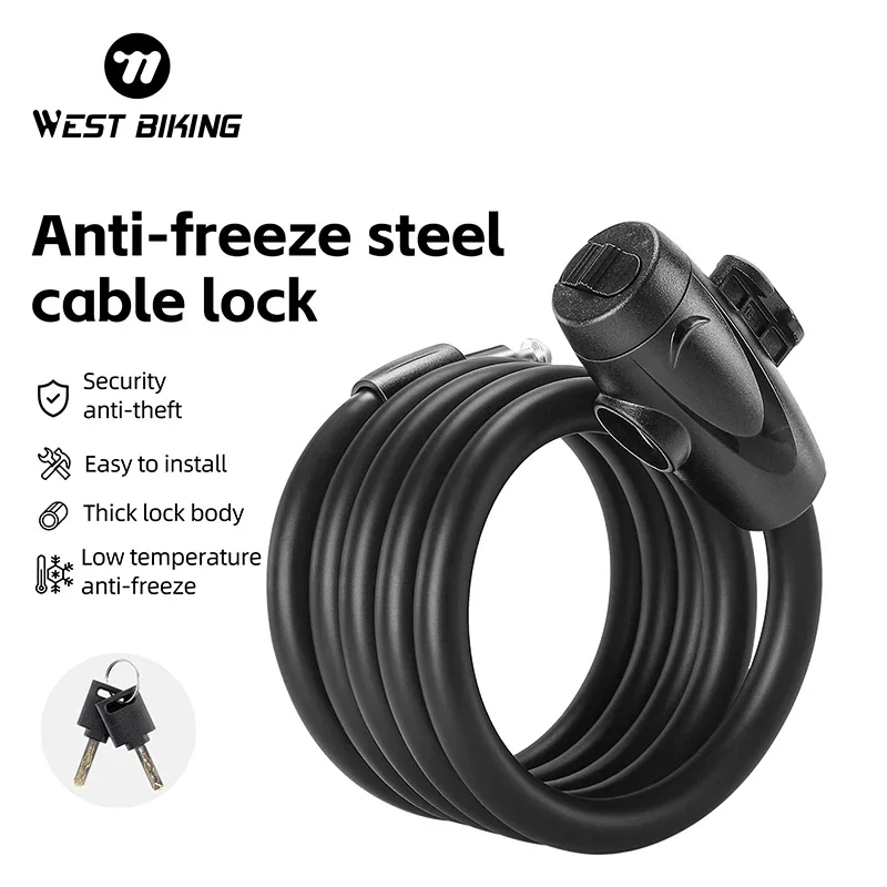 WEST-BIKING-Anti-freeze-Steel-Cable-Bicycle-Lock-Security-Anti-Theft ...