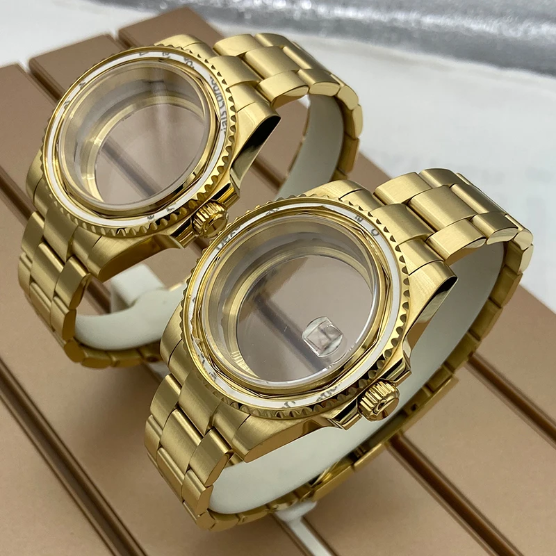 40mm Silver Watch Case See-through Transparent Back Push/Pull Crown ...
