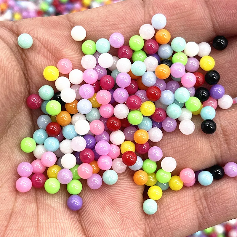 New 3/4/5/6/8mm Round Multi Color No Hole Acrylic Beads Loose Beads For ...