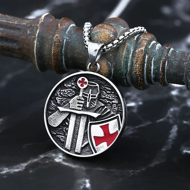 2024-New-Fashion-Vintage-Knights-Templar-Cross-Pendant-Necklace-For-Man ...