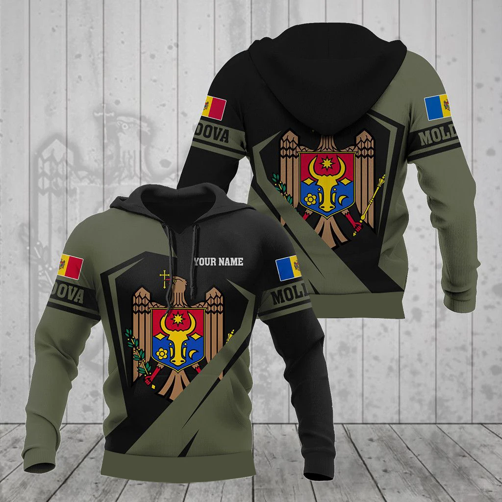 Custom-Name-Moldova-Emblem-Olive-Hoodies-Loose-Unisex-Pullover ...