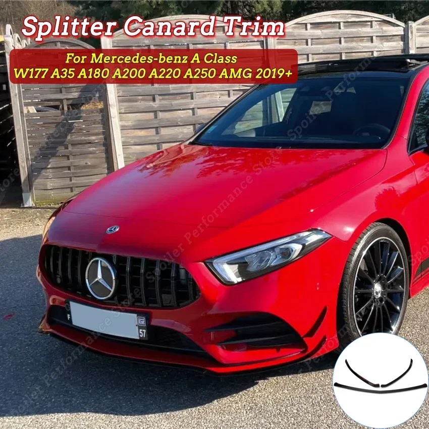 For-Mercedes-benz-A-Class-Front-Lower-Bumper-Lip-Splitter-Canard-Trim ...