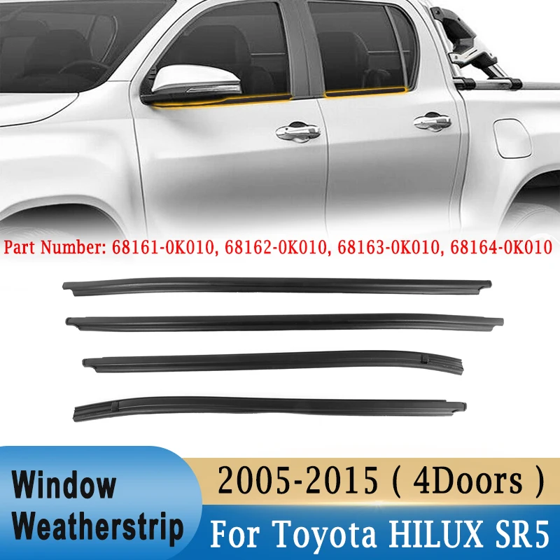 4pcs Weatherstrip Window Glass Seal Belt Moulding Trim Rubber Sealing ...