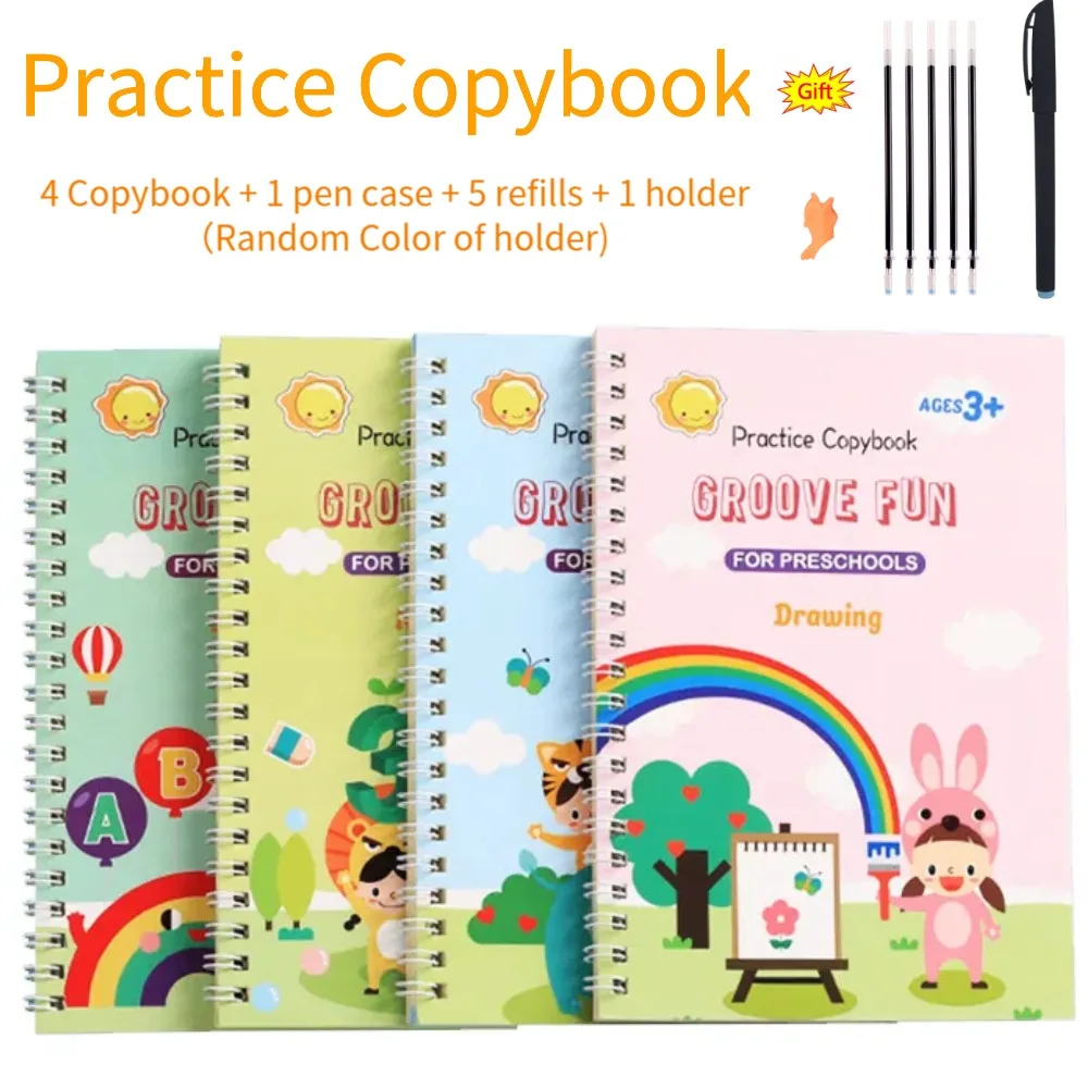 4-Practice-Copy-Books-Children-s-Toy-Writing-Reusable-Free-Wiping ...