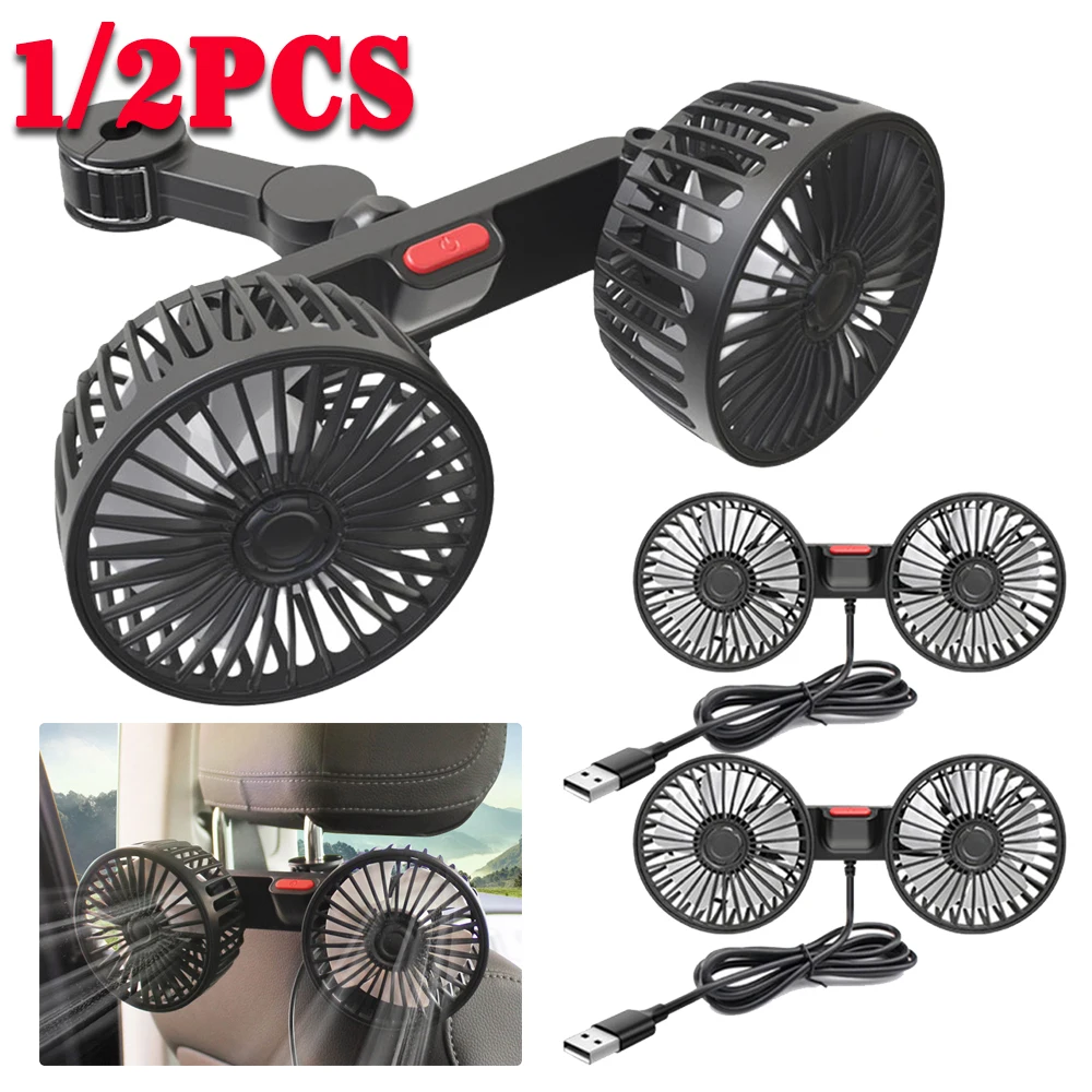 Car Seat Back Cooling Fan USB Dual Head Fan 360 Degree Rotation Auto ...