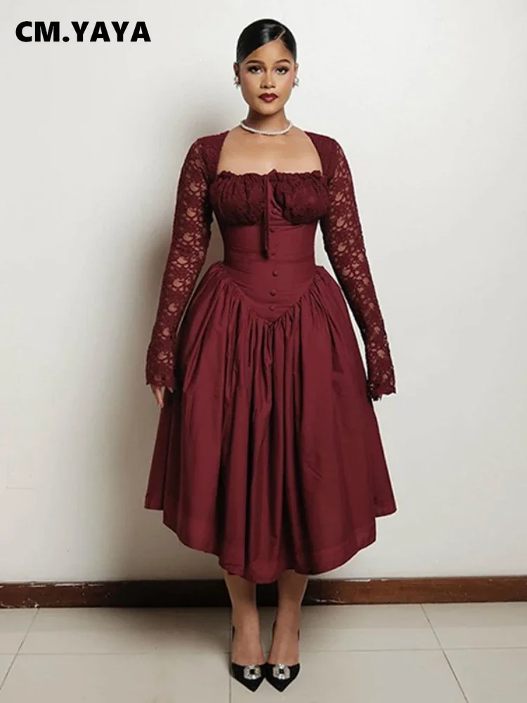 CM-YAYA-Women-Big-Swing-Lace-Full-Sleeve-High-Waist-Dress-INS-2024-Strapless-Pleated-Evening.jpg