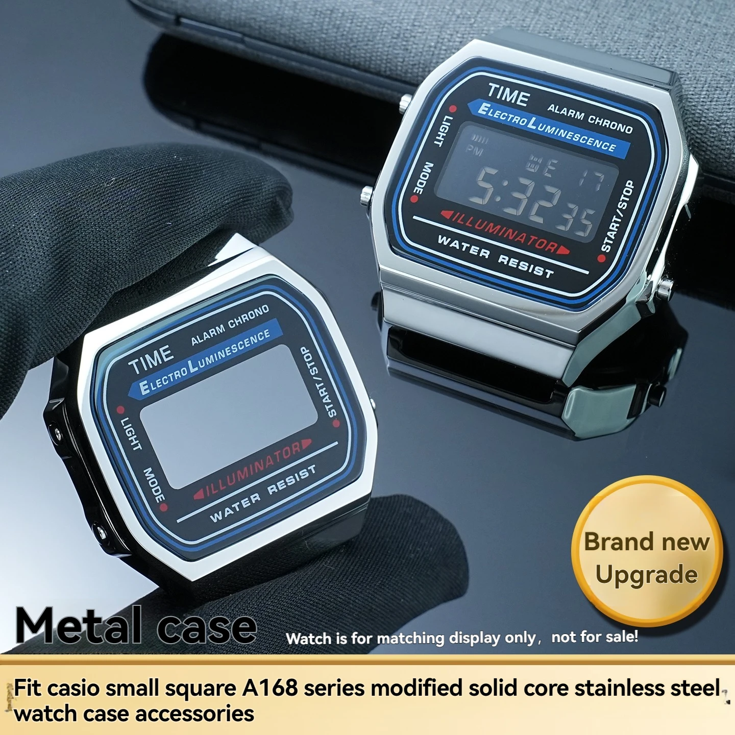 A168 A158/159 metal case mod kit For Casio electronic watch A158W A159W ...