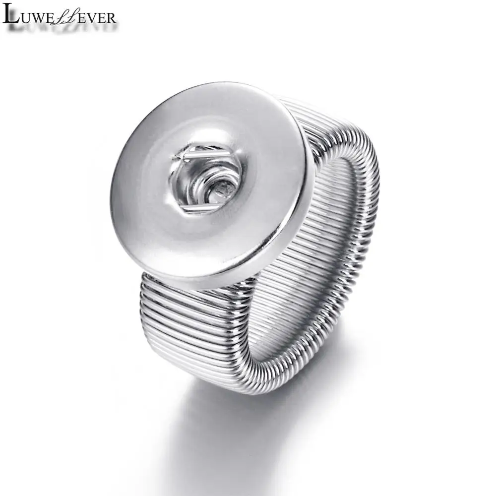 Free-Size-White-Plated-Metal-Elastic-Rings-Fit-18mm-Snaps-Button-Charm ...