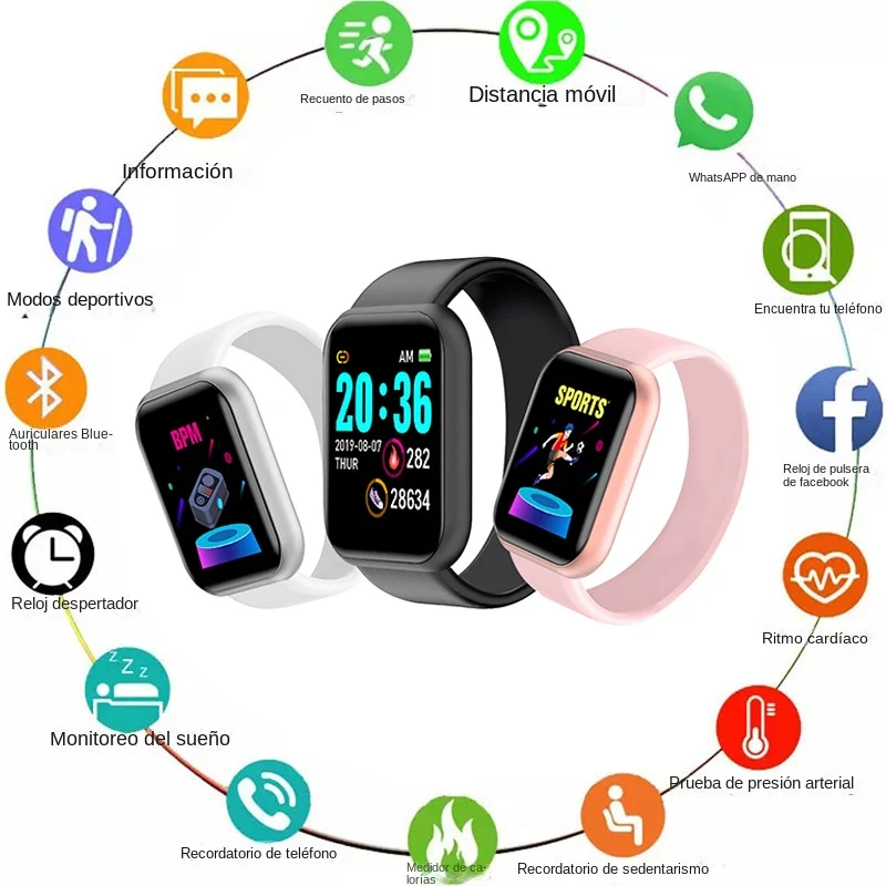 Reloj inteligente para hombre y mujer, pulsera con Monitor de Fitness ...