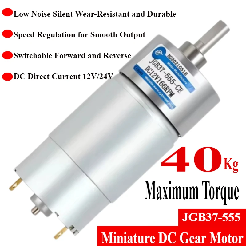 1pcs 37GB555 DC Gearmotor 12V 24V micro gear motor slow brush positive ...