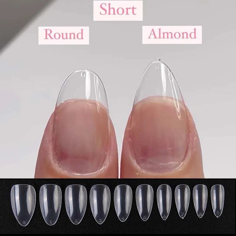120pcs Soft Gel Short Almond Fake Nail Tips Extension System Sculpted ...