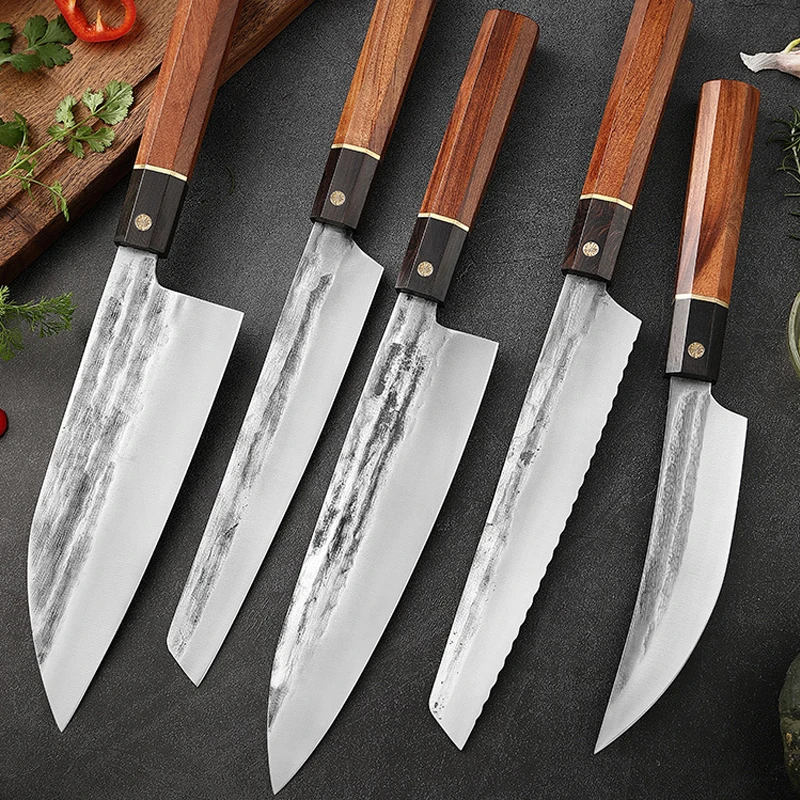 Hand-Forged-Kitchen-Knives-Set-1-5pcs-Kiritsuke-Nakiri-Japanese-Chef ...