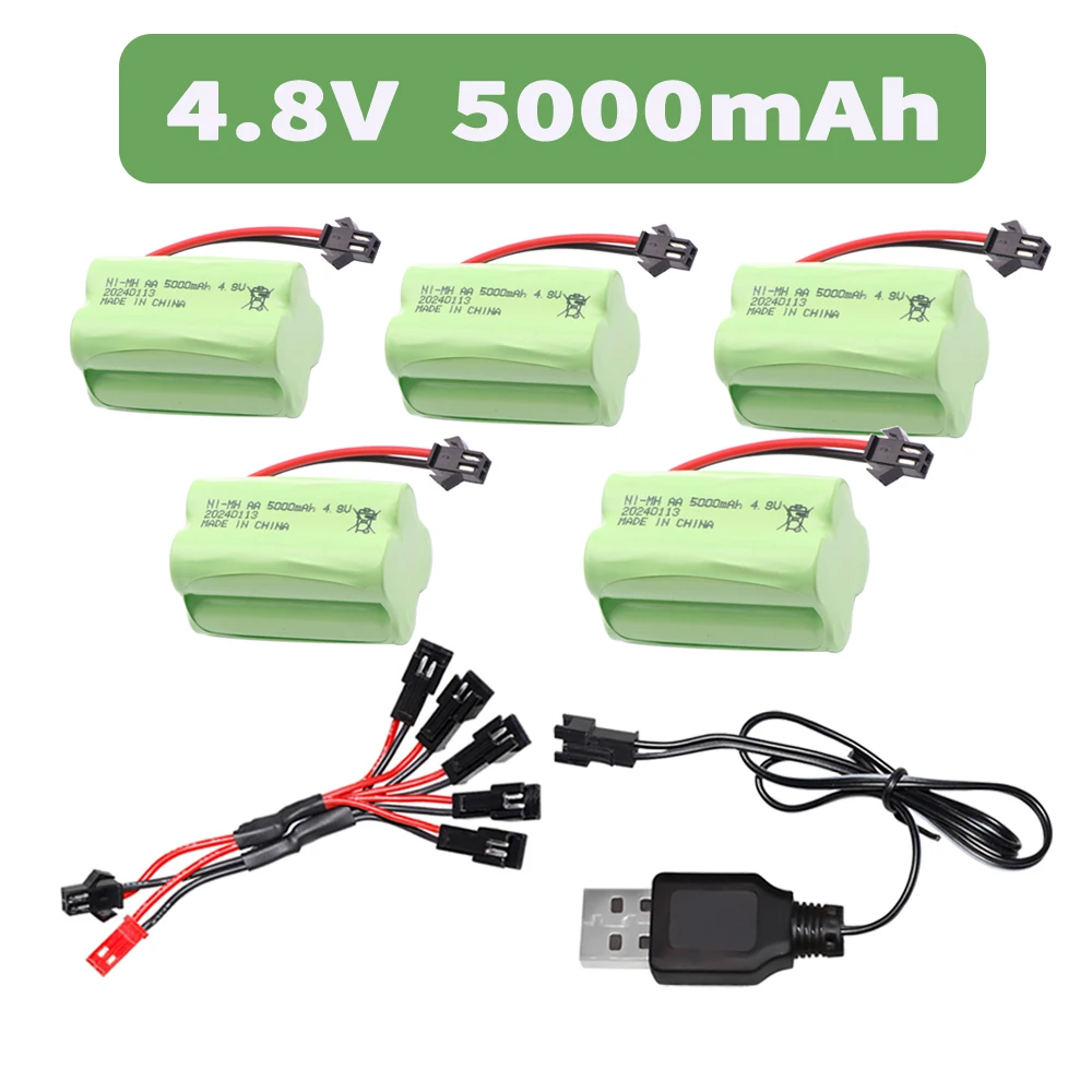 4-8V-5000mAh-Rechargeable-NiMH-Battery-For-RC-Cars-Robots-Tank-Gun ...