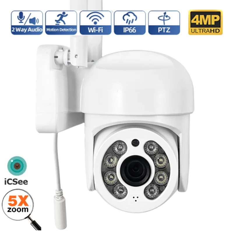 Icsee 4mp Ptz Wifi Ip Camera Ai Human Detection Color Night Vision ...