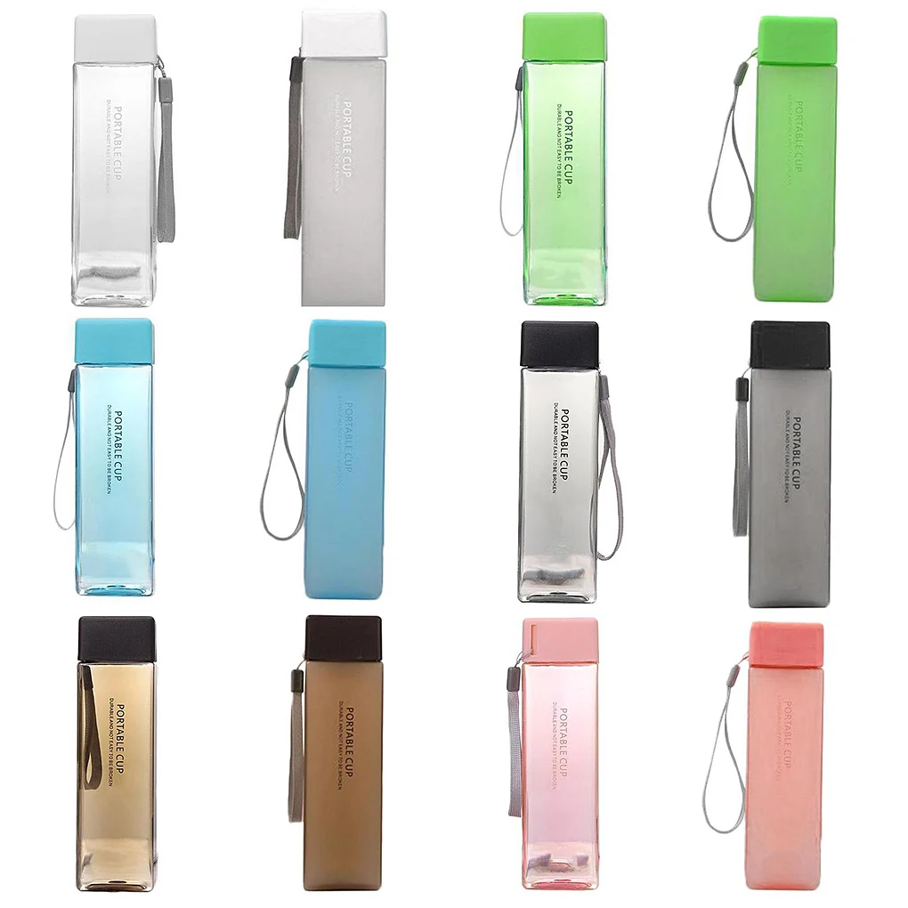 1PC 450ml Transparent Square Plastic Matte Water Cup Outdoor Cold Juice ...