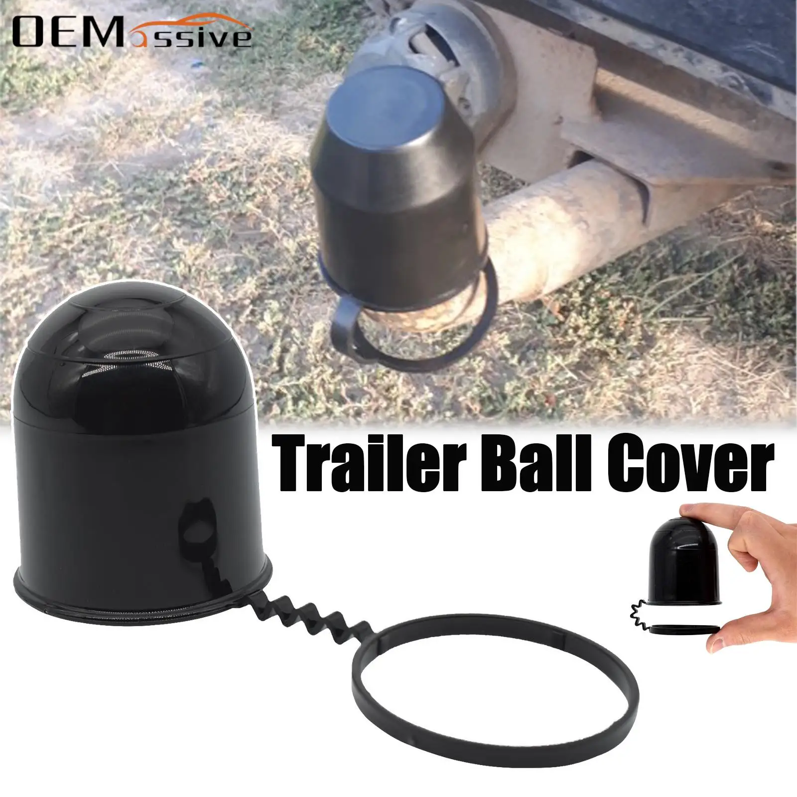 Universal-50Mm-Tow-Bar-Cap-Black-Durable-Caravan-Trailer-Protection ...