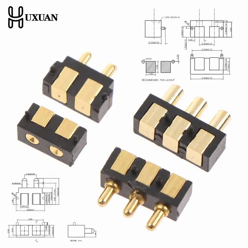 1pair Spring Loaded Pogo Pin Connector 2pin 3pin Right Angle Surface ...