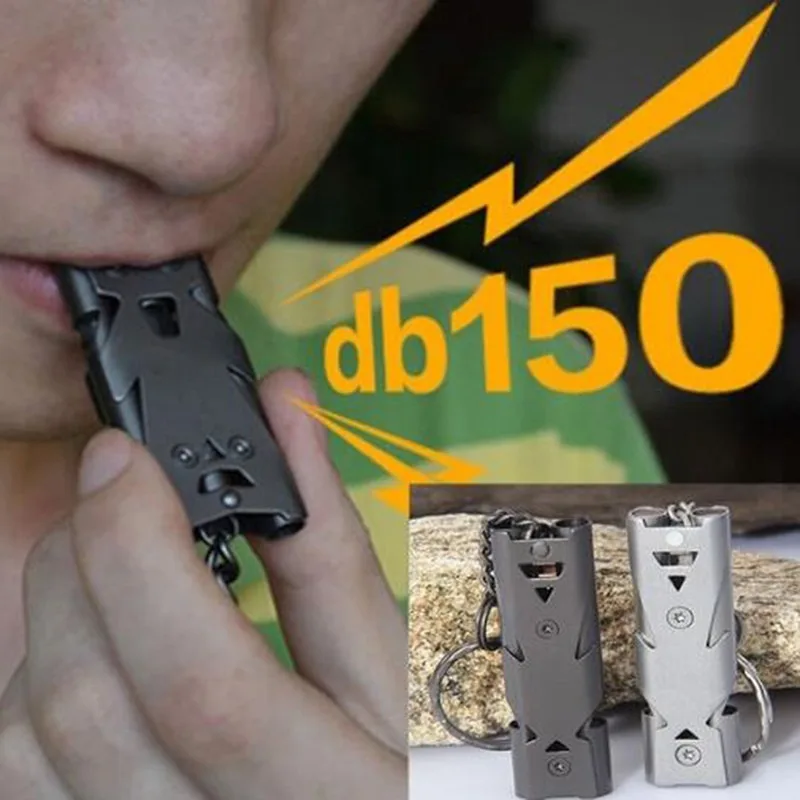 1Pcs Double Pipe Whistle Pendant Keychain High Decibel Outdoor Survival ...