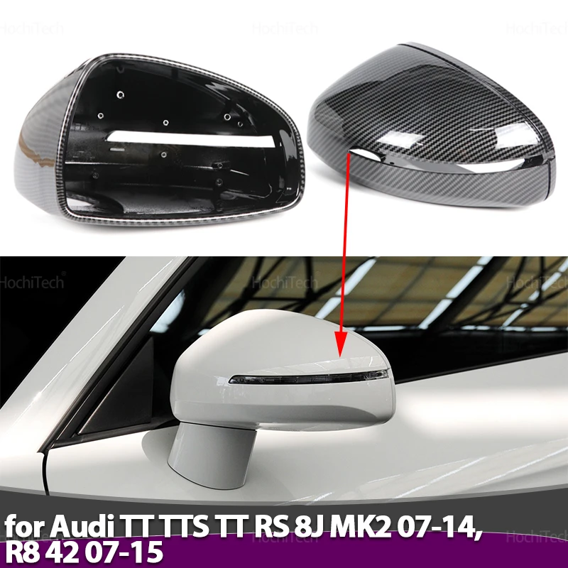 2x Carbon Fiber Style/Black Side Mirror cover Caps Shell for Audi TT ...
