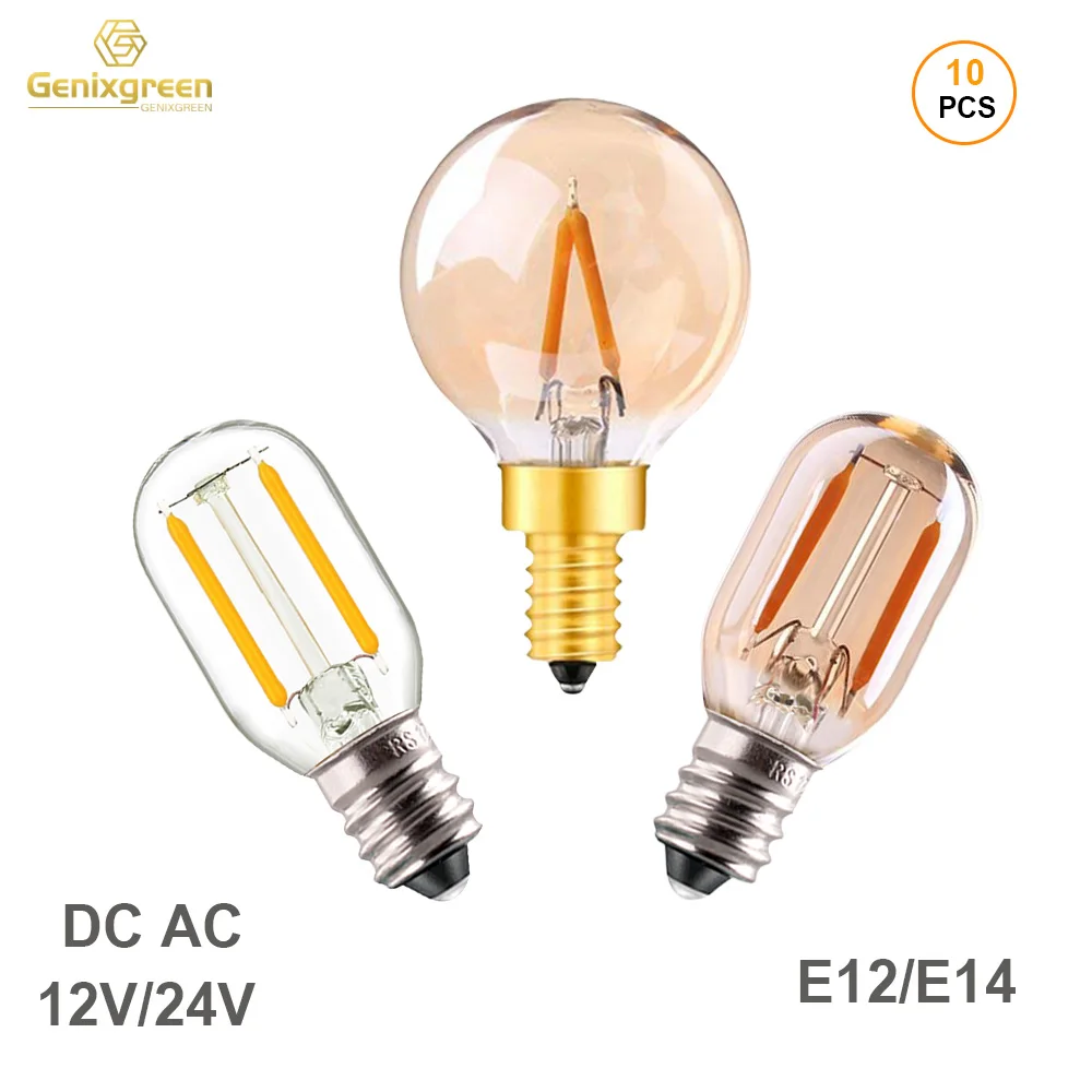 10PCS/Lot Vintage Low Voltage E12 E14 Mini LED Lamps 12V 24V 1W Led ...