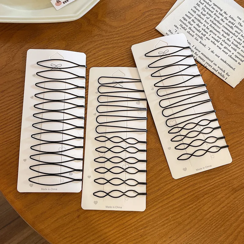 12pcs-pack-New-Black-Thin-Invisible-Hairpin-Simple-Geometric-Fringe ...