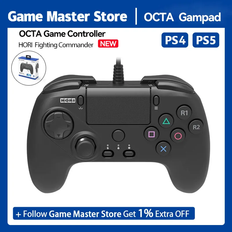 HORI-Fighting-Commander-Game-Controller-Gamepad-com-fio-USB-para-PS5 ...