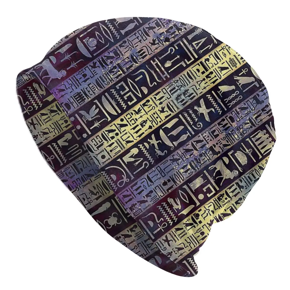 Ancient-Egypt-Egyptian-Skullies-Beanies-Caps-Hieroglyphs-On-Purple-Thin ...