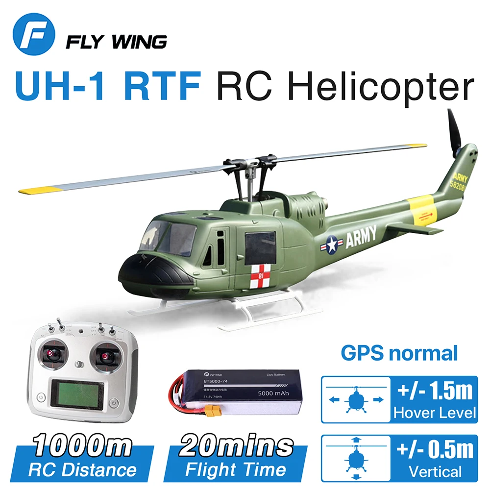 FlyWing UH-1 RC Helicopters 470 6CH Brushless Motor GPS Altitude Hold ...