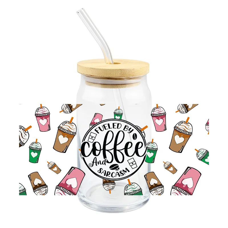 Coffee-Cups-Sticker-Diy-16-Oz-Glass-Cups-UV-DTF-Transfer-Cup-Wrap ...