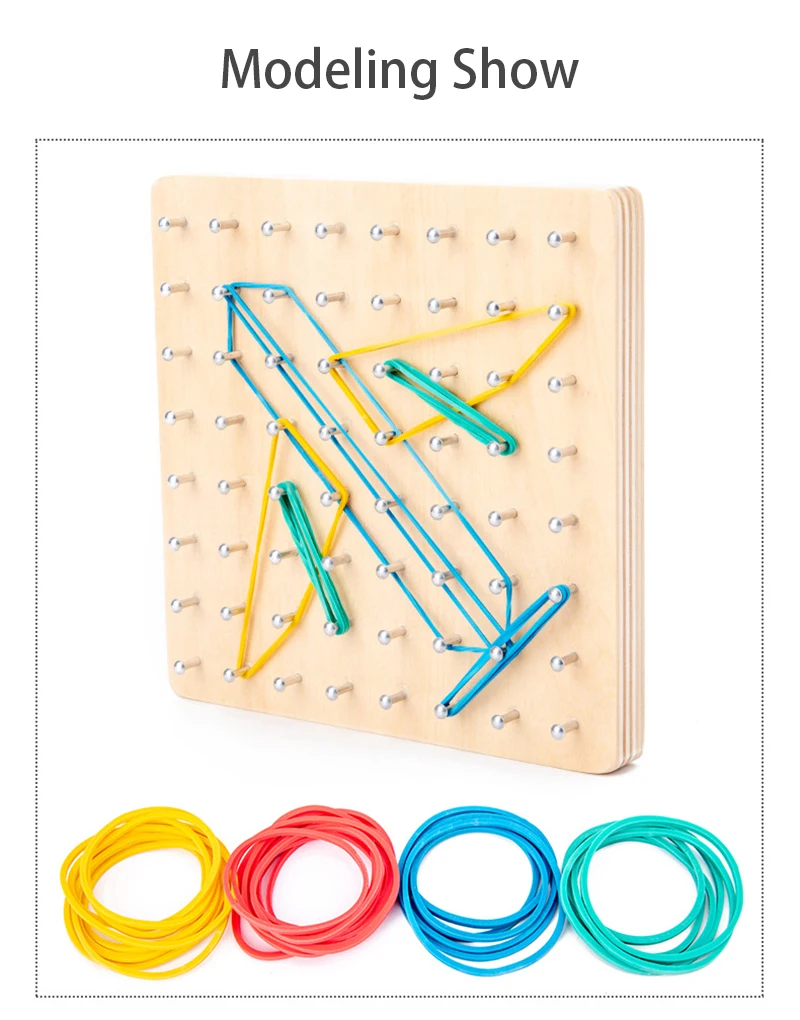 Children Math Geometric Shape Rubber Band Nailboard Games Kids Early ...