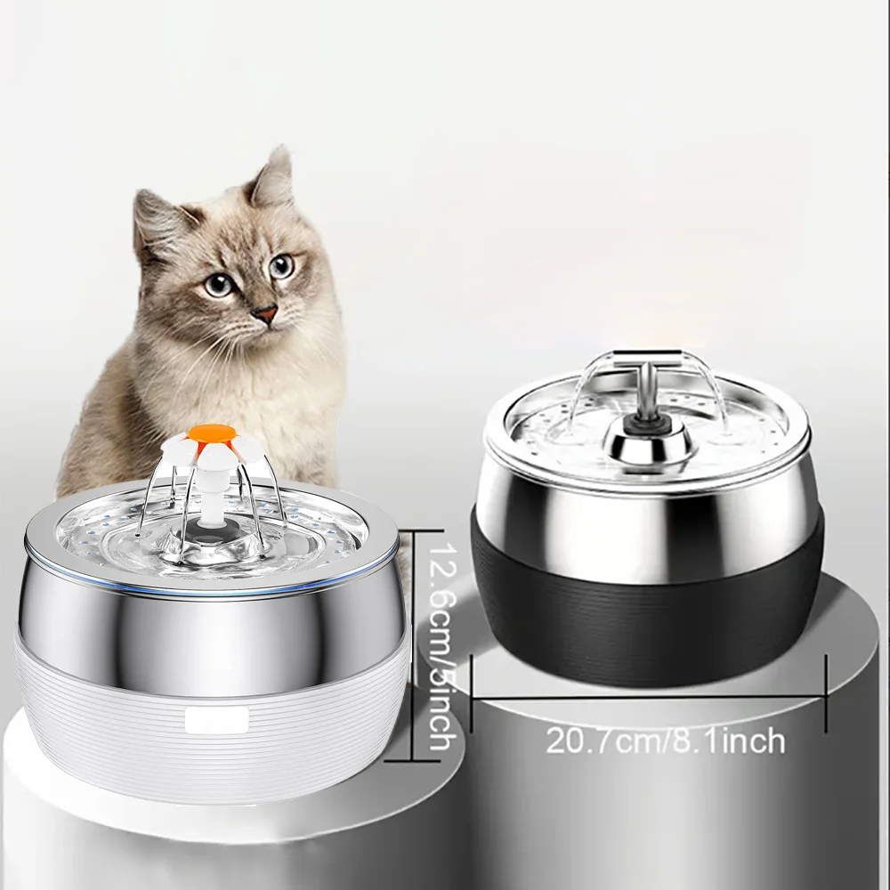 3L Auto Stainless Steel Cat Fountain 102 OZ Pet Water Dispenser Filter ...