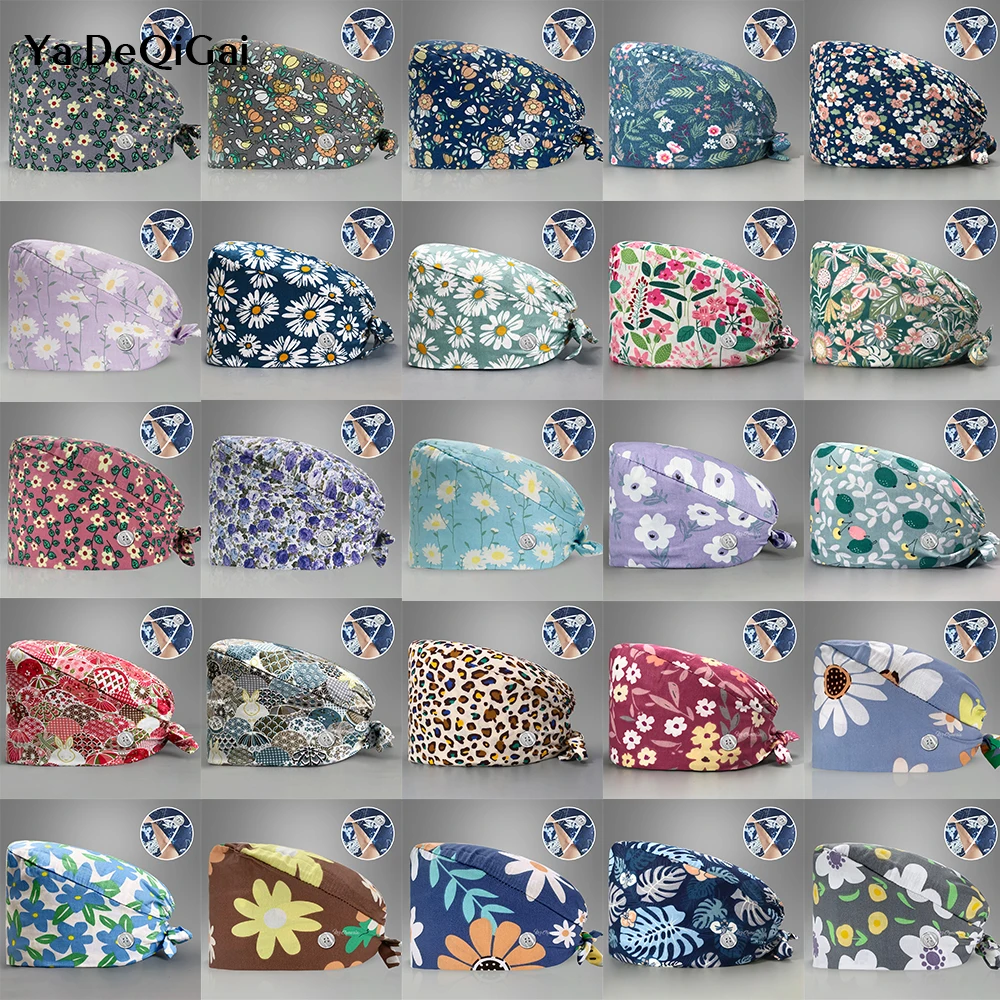 Nurse-Scrubs-Caps-Surgical-Cap-Women-Dentistry-Printed-Hat-Cotton-Print ...