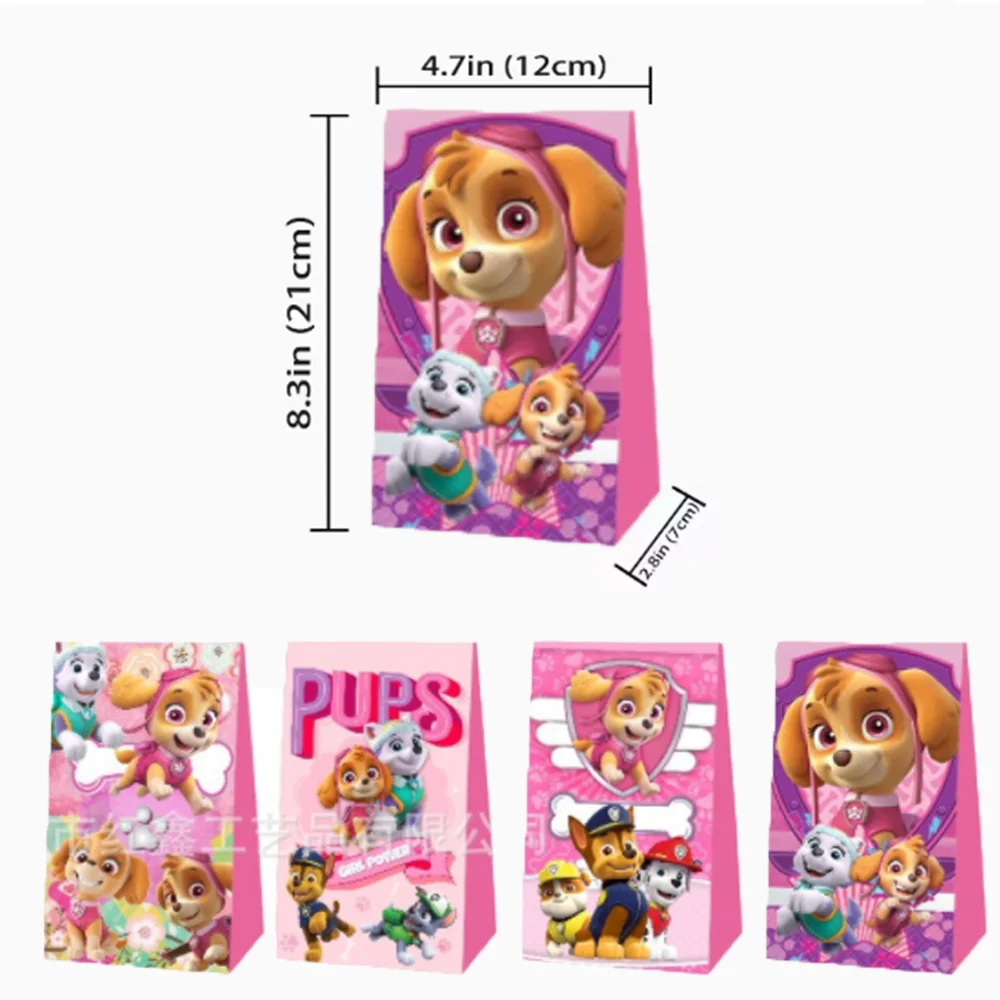 12/24/36PCS Pink PAW Patrol Mini Candy Kraft Paper Bag Cute Cartoon ...