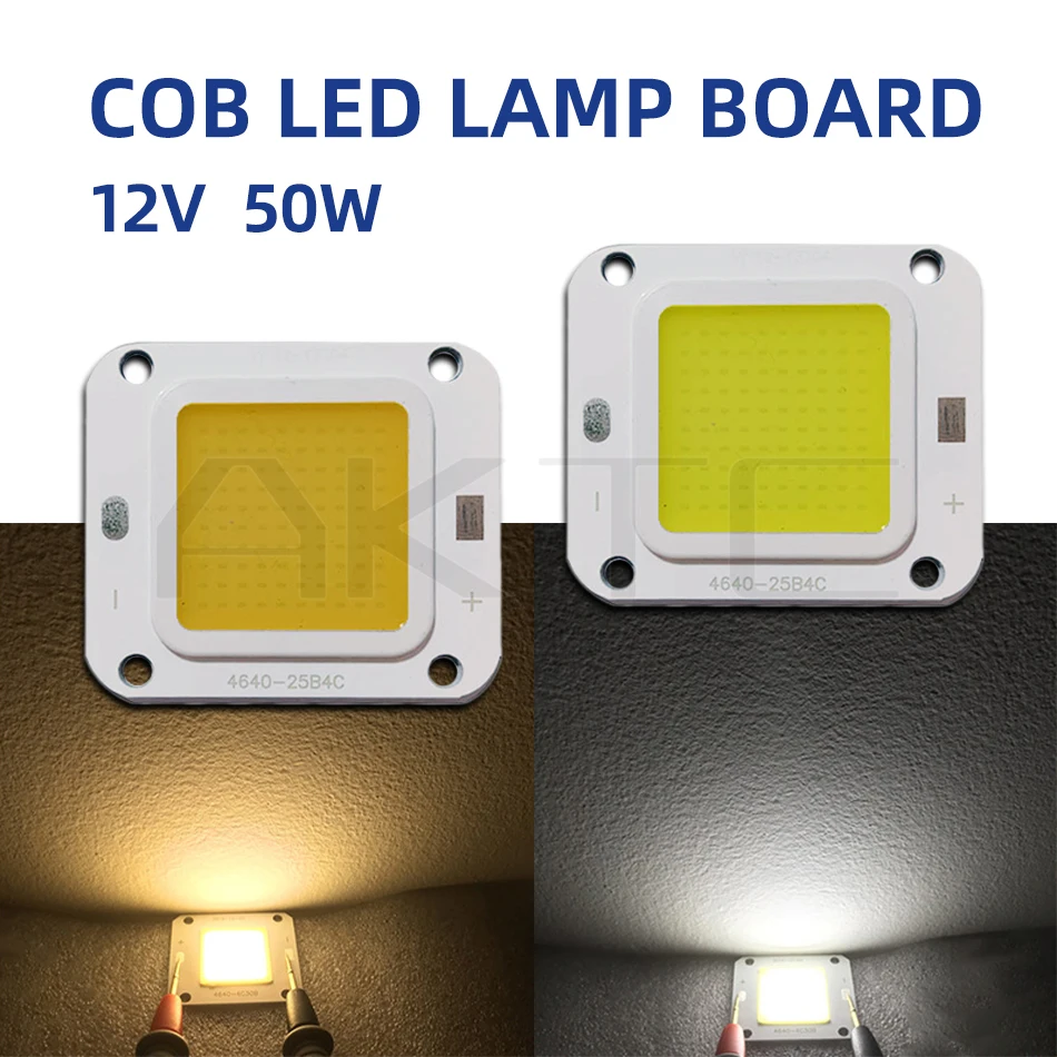 High Power 50W LED Chip COB Lights DC 12V Battery Available Warm White ...